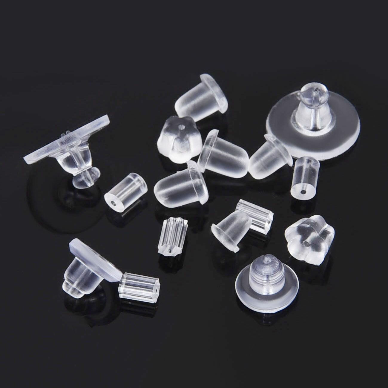 Заглушки для сережек силиконовые с широкой площадкой 11x6 мм (100 шт) поддерживающие, застежки для сережек - гвоздиков, фиксаторы для пусет