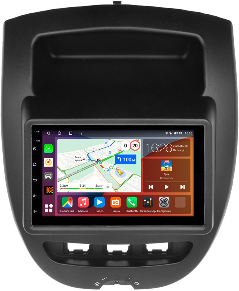 Штатная магнитола Peugeot 107 2005-2014 Canbox EVO 5822-RP-11-167-211 Android 14 (4G-SIM, 8/256, DSP, QLed, AI, 360)