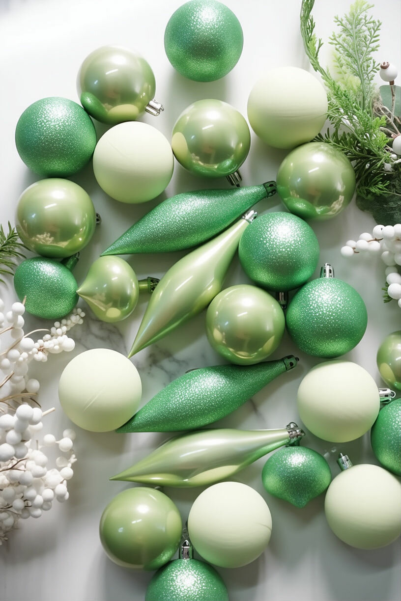 Набор ёлочных украшений зима В рузеларе, пластик, зеленый, 6-14 см, 26 шт, Winter Deco 2000045