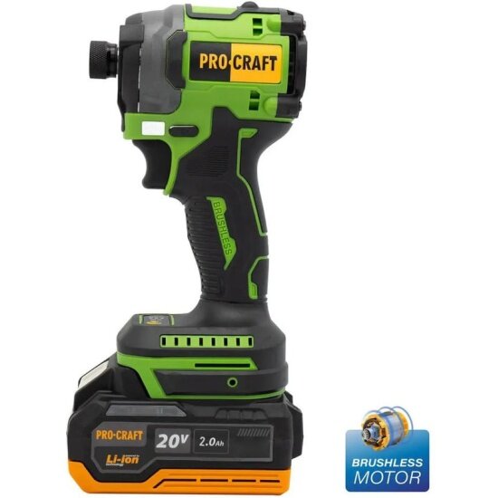 Винтоверт Procraft аккумуляторный PS20 20В 180Нм, 3000 об/мин, 2600 уд/мин, 1/4 HEX (АКБ 2Ач + ЗУ)