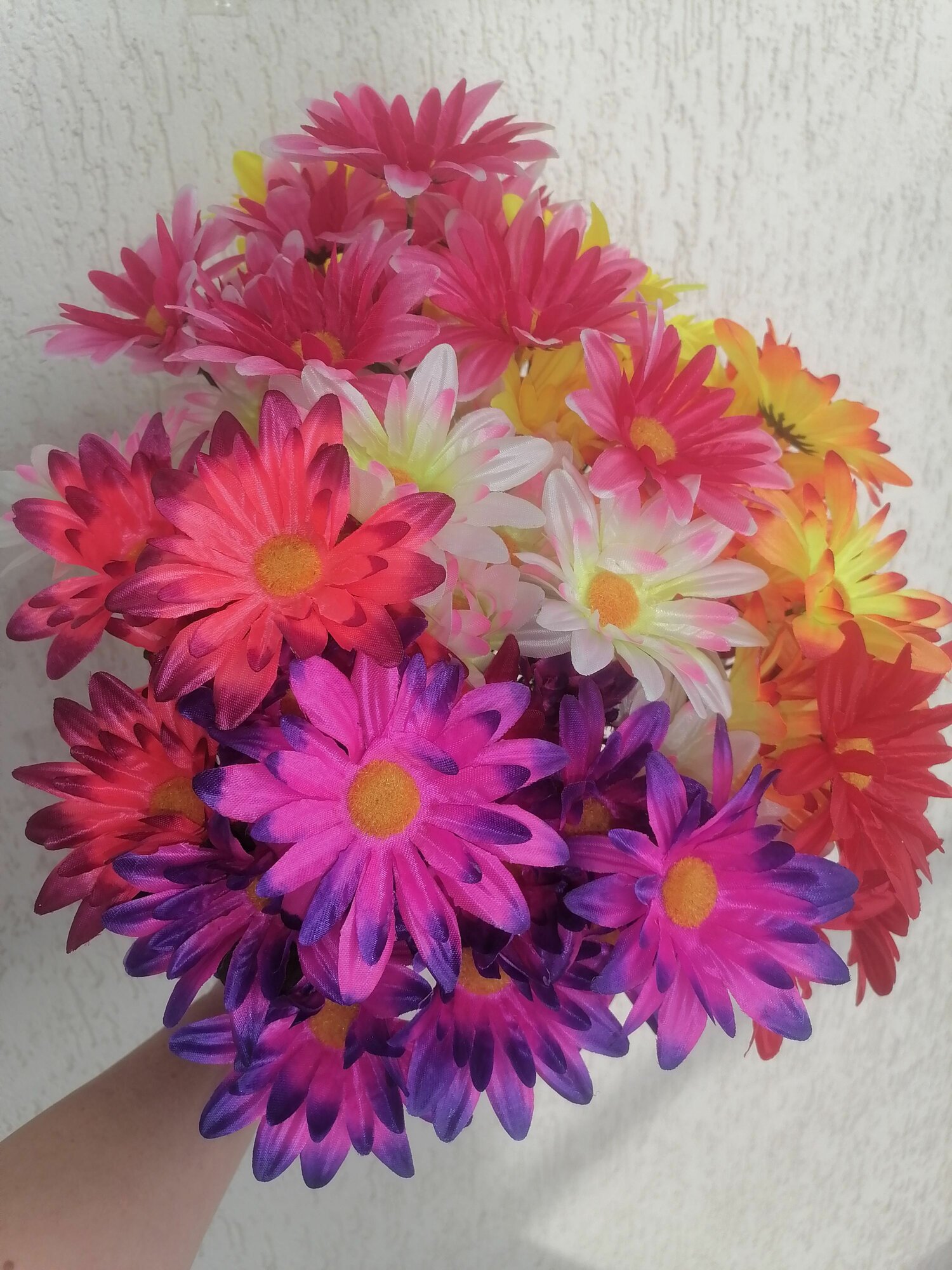 Цветы искусственные, куст ромашек 1 ветка 7 голов разноцветные