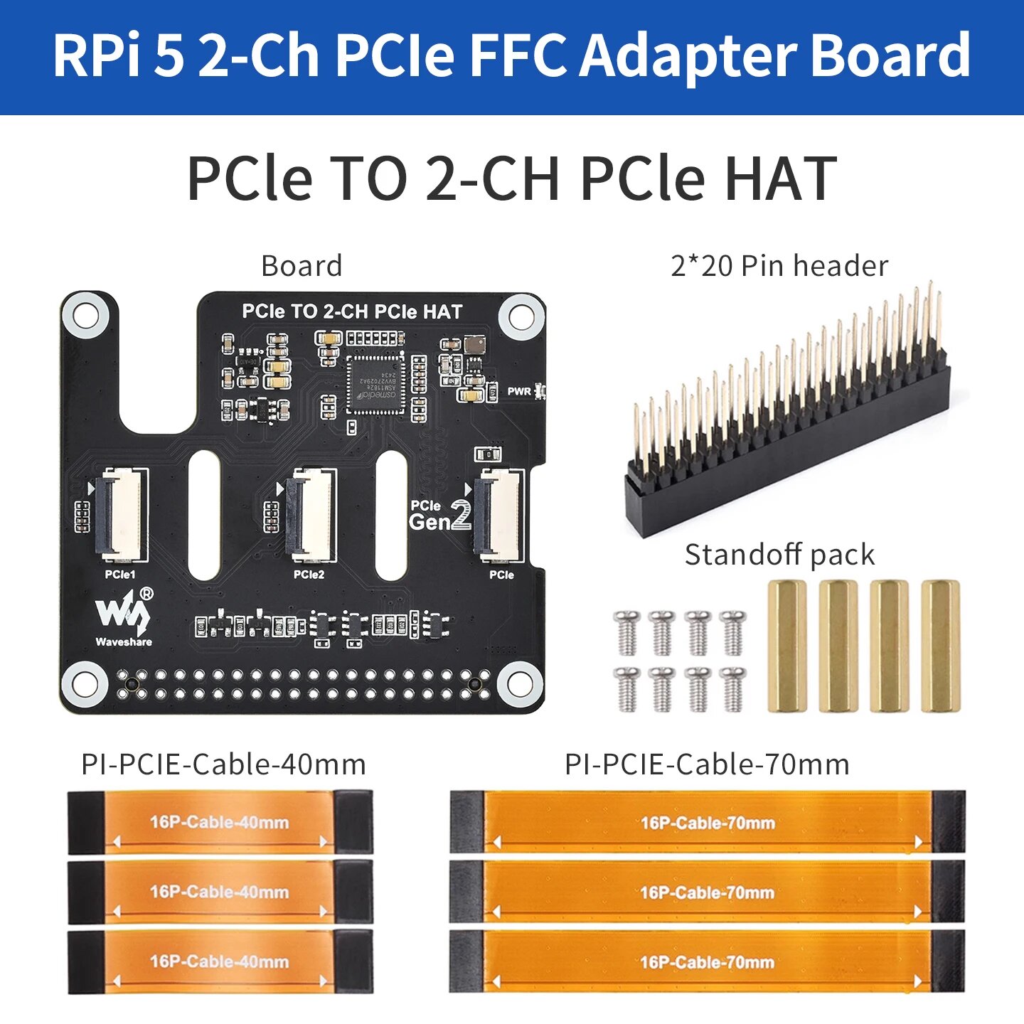 Caturda 2-канальная плата адаптера PCIe для Raspberry Pi 5