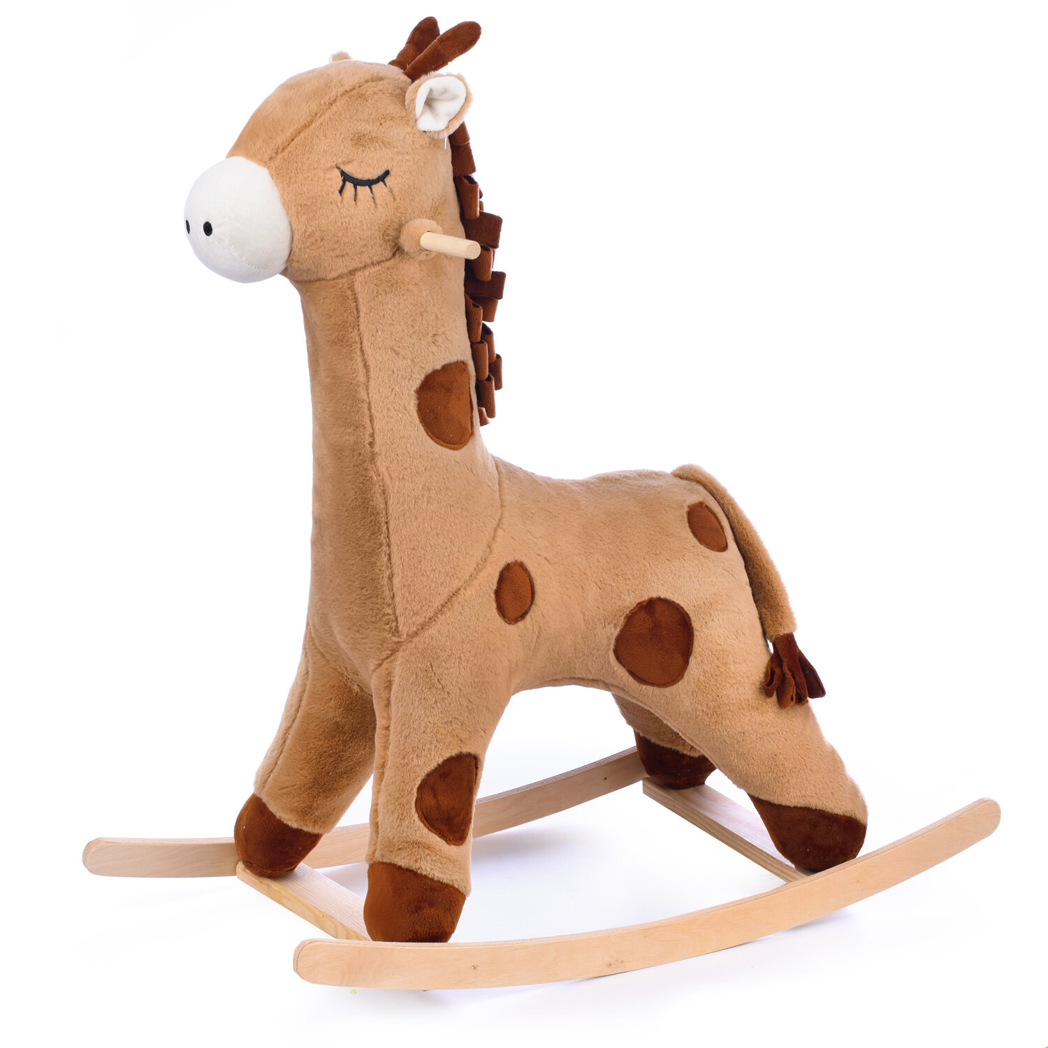 Качалка "Жираф" Пушистик, искусственный мех и синтепон, максимальная нагрузка 50кг, Цвет в ассортименте.