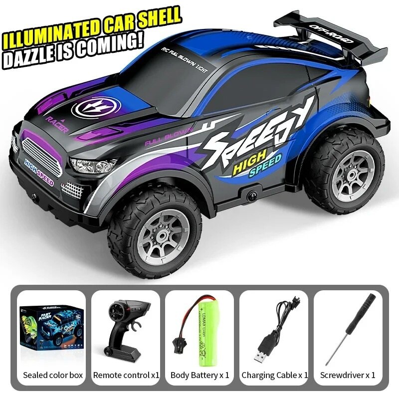 Светящаяся радиоуправляемая машинка 2.4G с подсветкой, внедорожник, машина для гонок по бездорожью и подъемов, дрифт-машина, багги, электрическая модель автомобиля.
