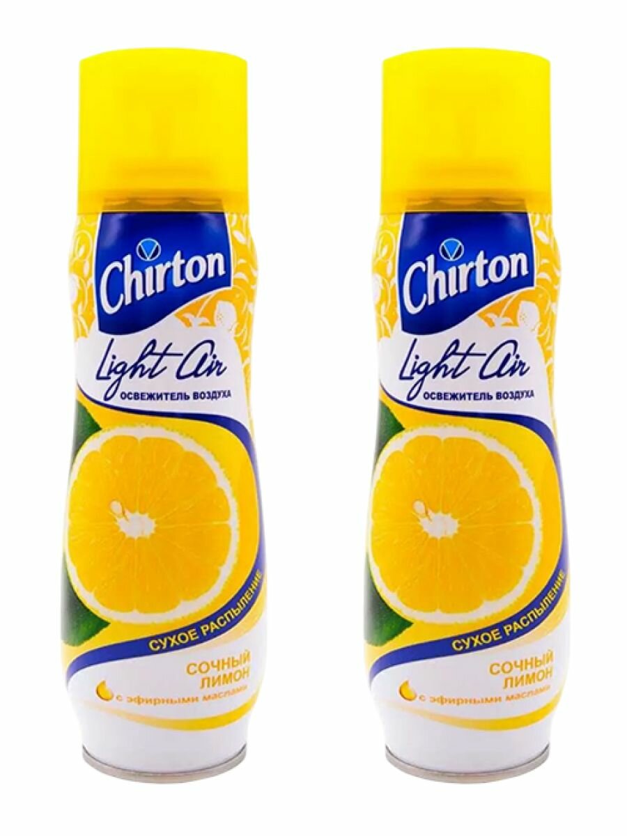 Освежитель воздуха CHIRTON LIGHT AIR "чиртон" (2уп по 300мл) "Сочный лимон" сухое распыление