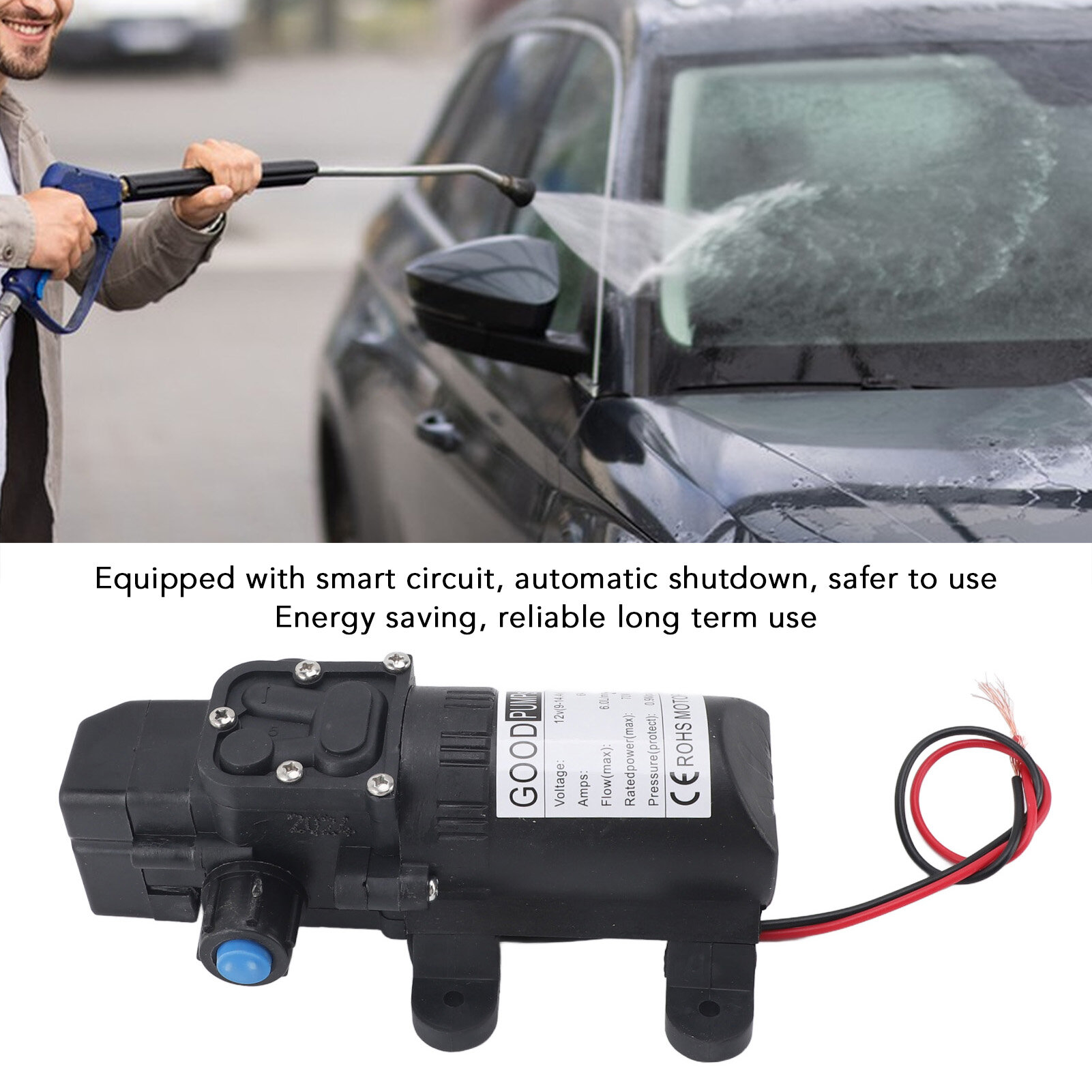 Мембранный насос 12 В с автоматическим отключением, мини-умный электрический мембранный насос для мойки автомобилей под давлением