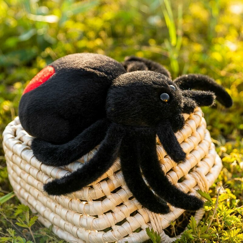 Игрушечная плюшевая игрушка в виде черного прыгающего паука, милый мягкий зверюшка-рептилия, очень очаровательная