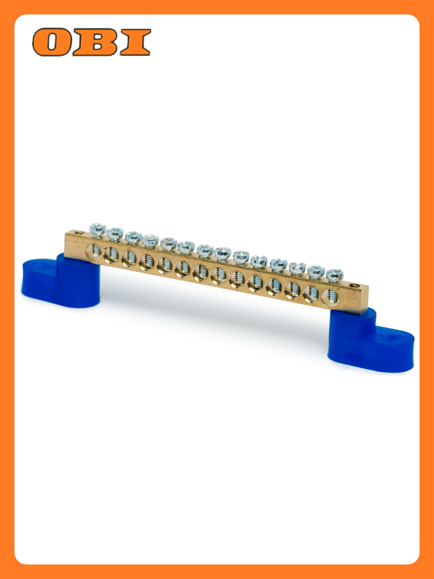 Нулевая шина REXANT 14ГР-П, латунь, 16 мм², 135 мм, 2 изолятора, синяя