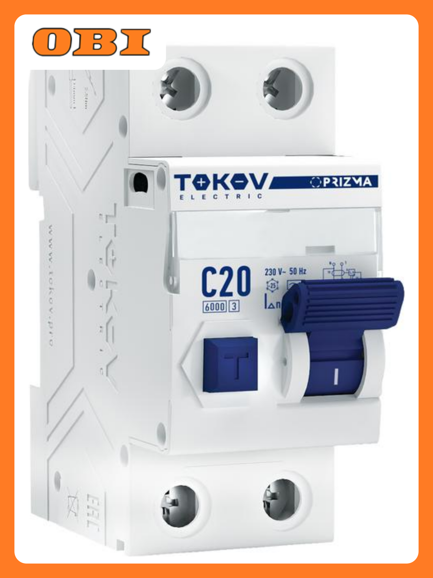 Выключатель автоматический дифференциального тока 2П (1P+N) 20А 30мА тип AC 6кА C TOKOV Electric