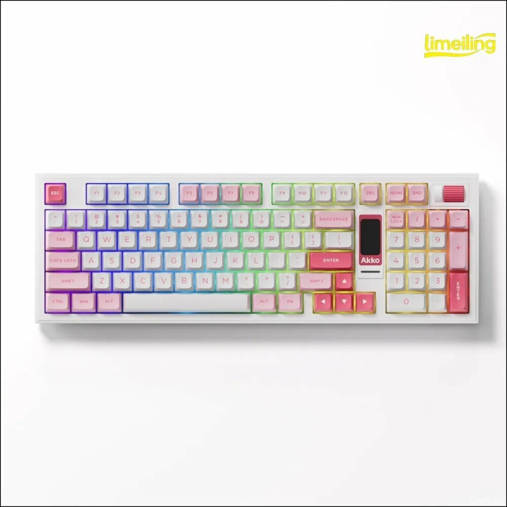 Клавиатура беспроводная 5098B, (Akko V3 Piano Pro), Английская раскладка, белый, розовый