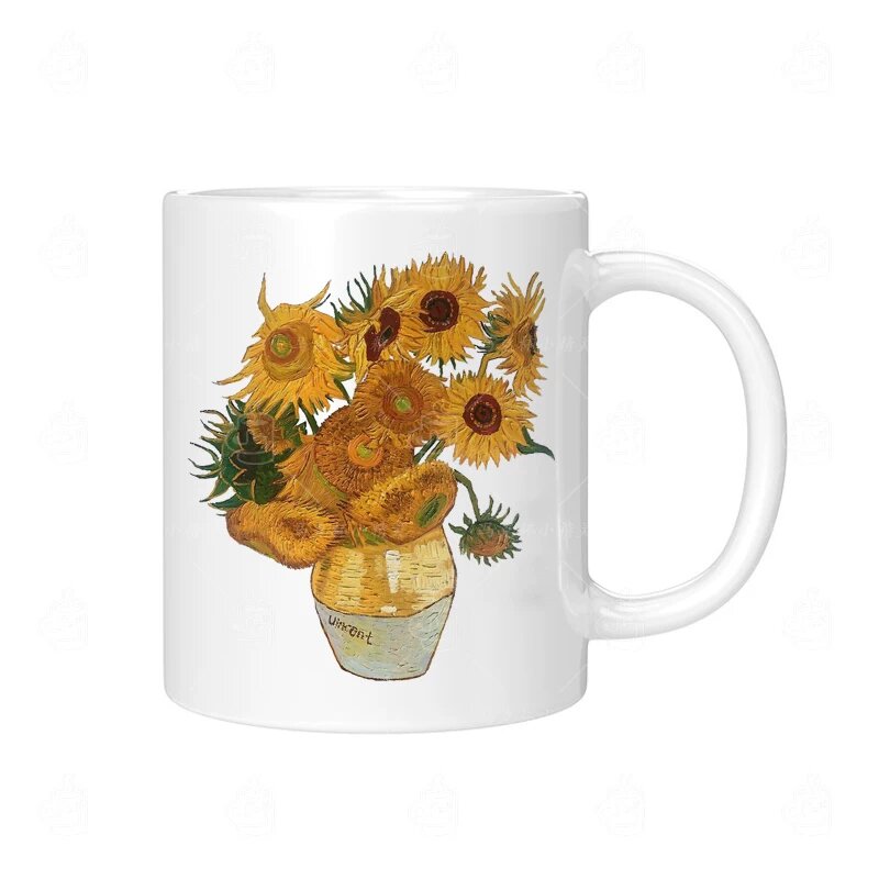 Керамическая кружка с изображением знаменитой картины Ван Гога «Подсолнухи», подарок на день рождения, кофейная чашка,