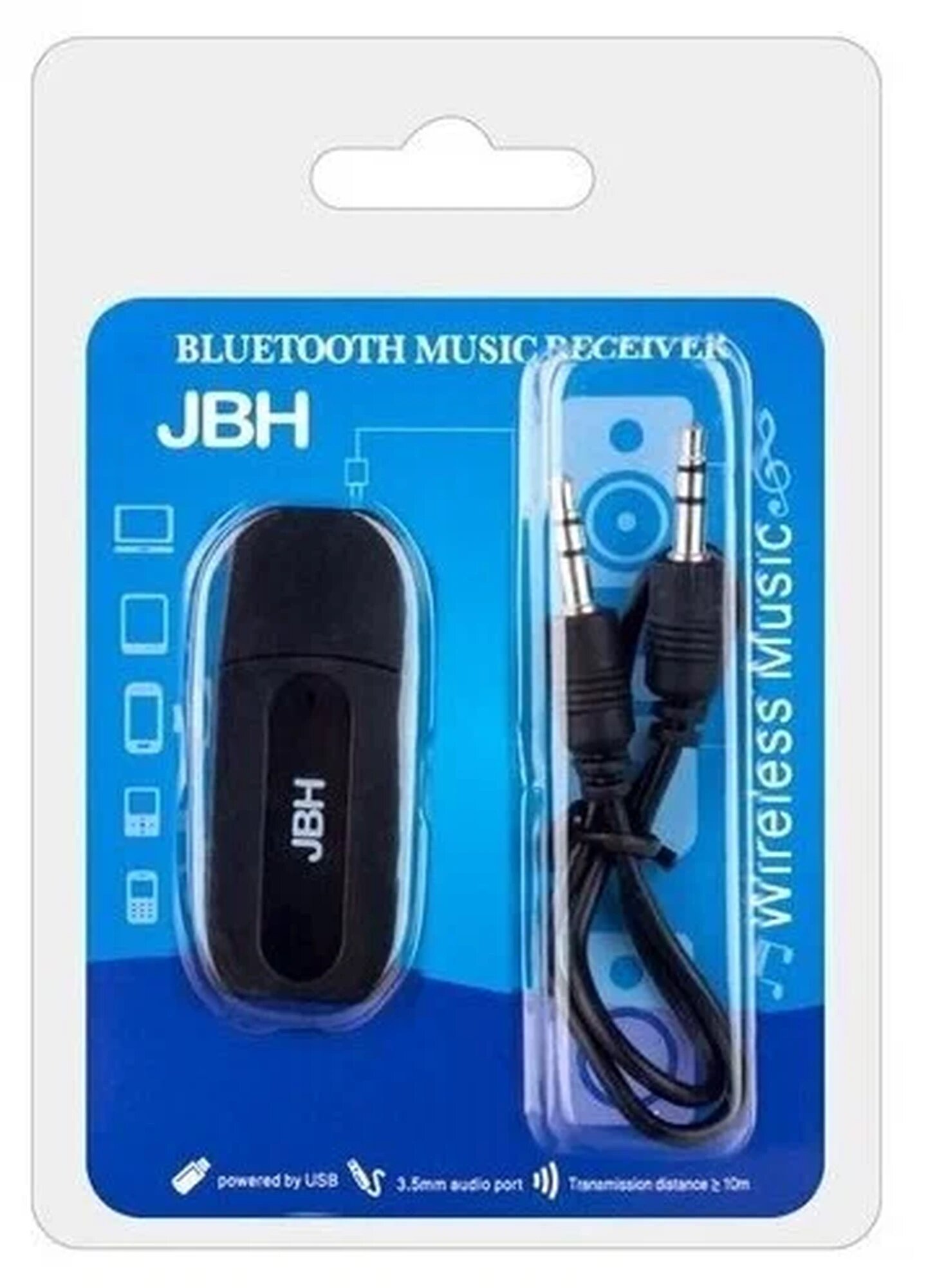 Адаптер ресивер JBH, для автомагнитолы, Bluetooth, AUX, цвет черный
