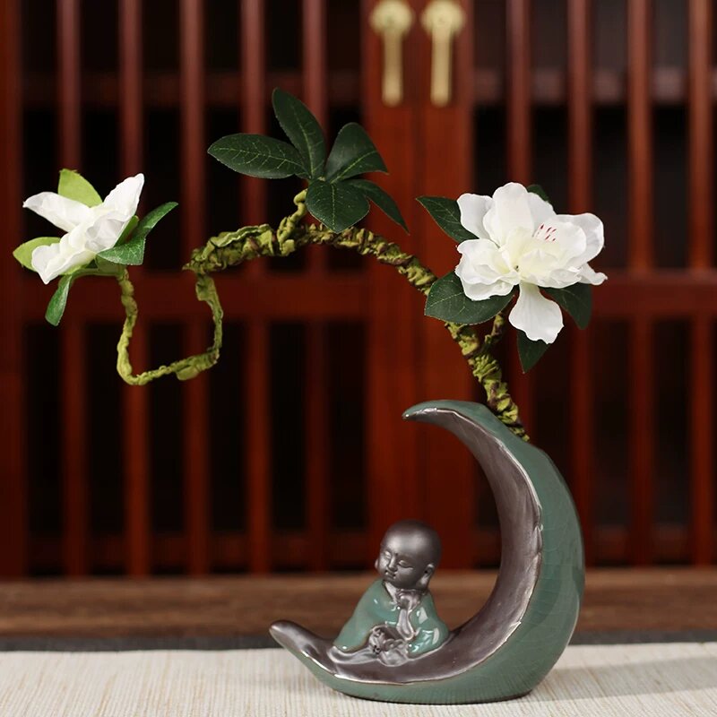 Новая китайская ваза дзен, сухоцветы, декоративные украшения, аксессуары для дома, вход в гостиную, цветочная