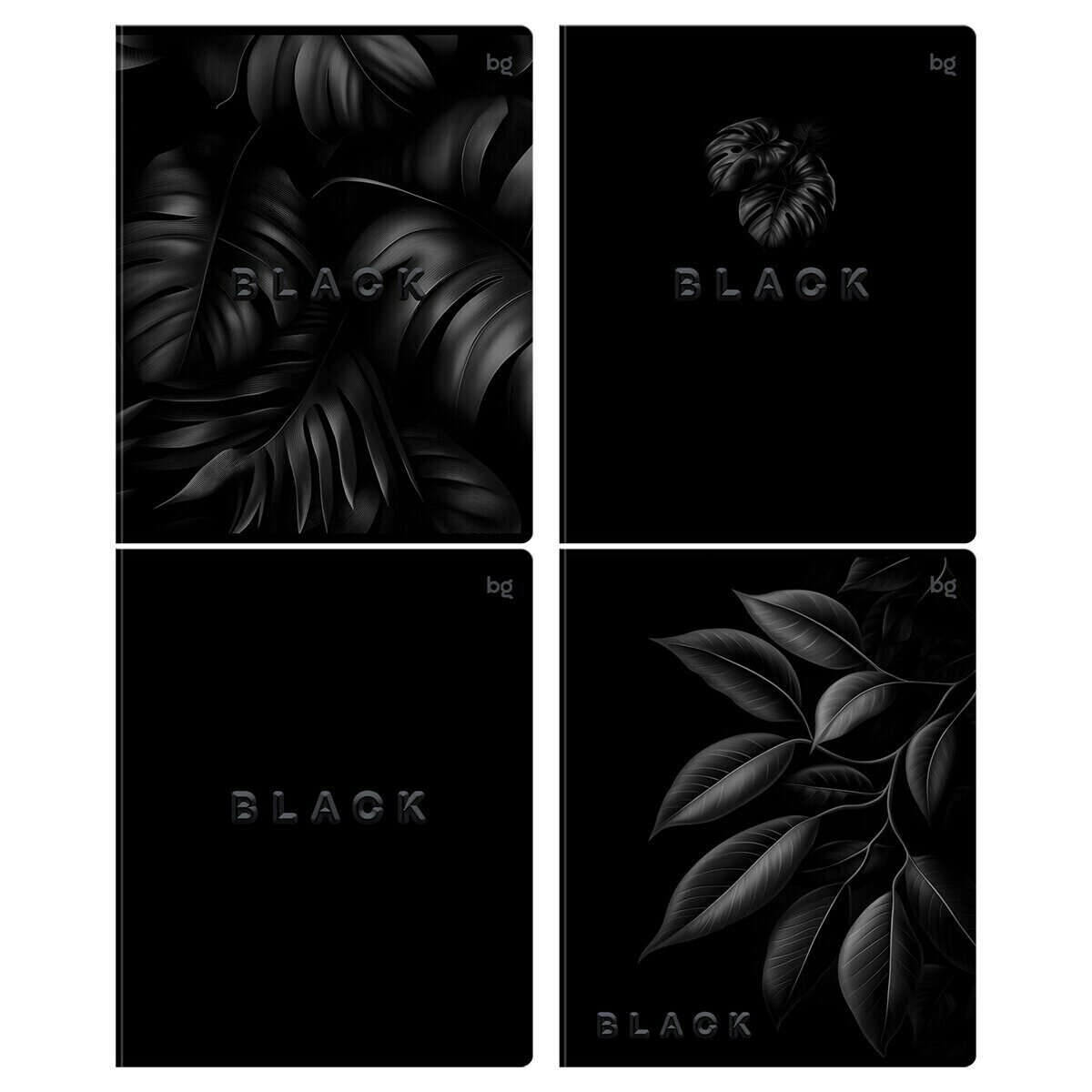 Тетрадь 48л, А5, клетка BG Just Black, soft-touch ламинация, выб. лак, Т5ск48_лс_вл 08500/378254