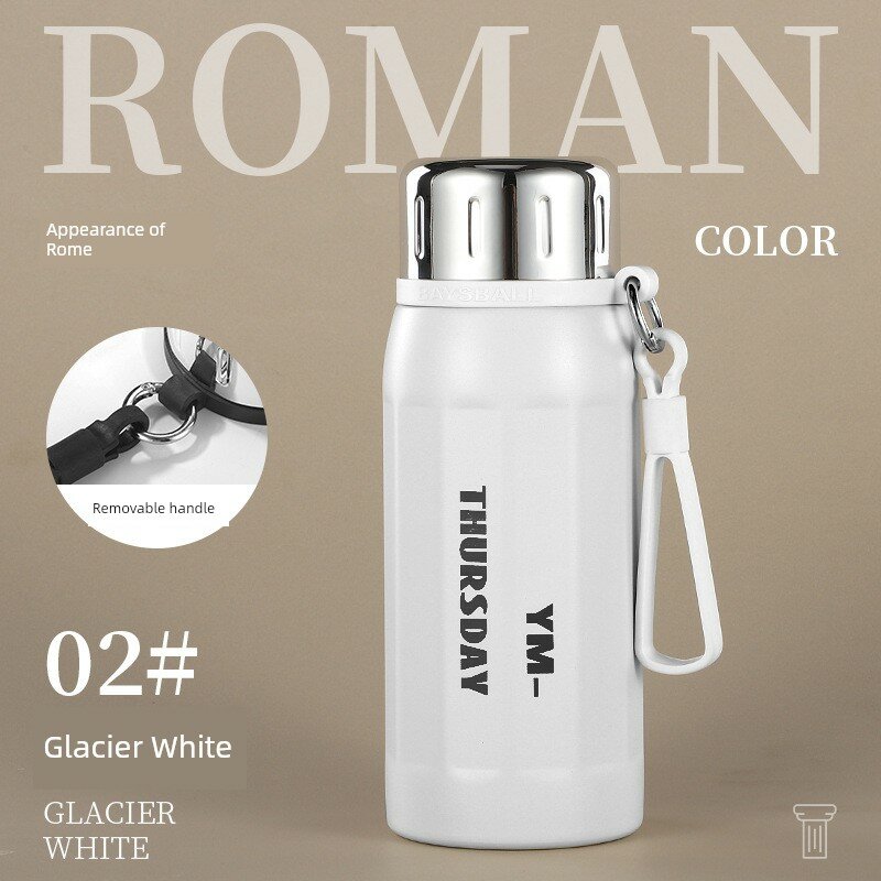 Большая термокружка из нержавеющей стали 316 с ремешком для переноски, вакуумная фляга для бизнеса и спорта,