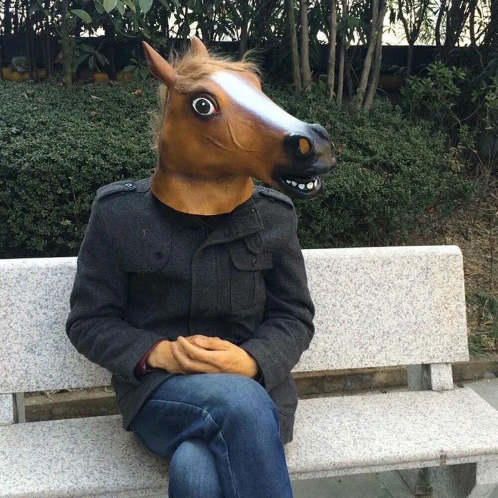 Маска карнавальная Голова лошади коня, песочная скульптура, латексная маска животного