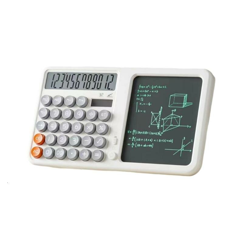 Тихий калькулятор с блокнотом и солнечной батареей, Лунный Белый