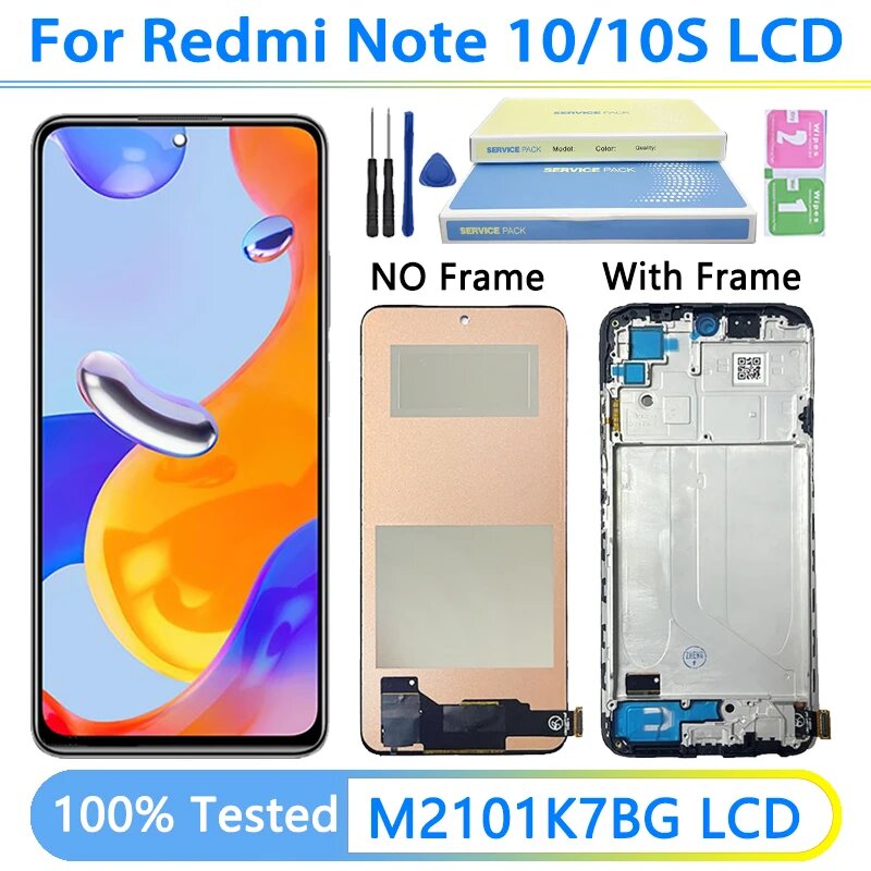 TFT/AMOLED для Xiaomi Redmi Note 10 4G M2101K7AI ЖК-дисплей с цифровым преобразователем сенсорного экрана для Redmi Note 10S M2101K7BG ЖК-дисплей AMOLED With Frame