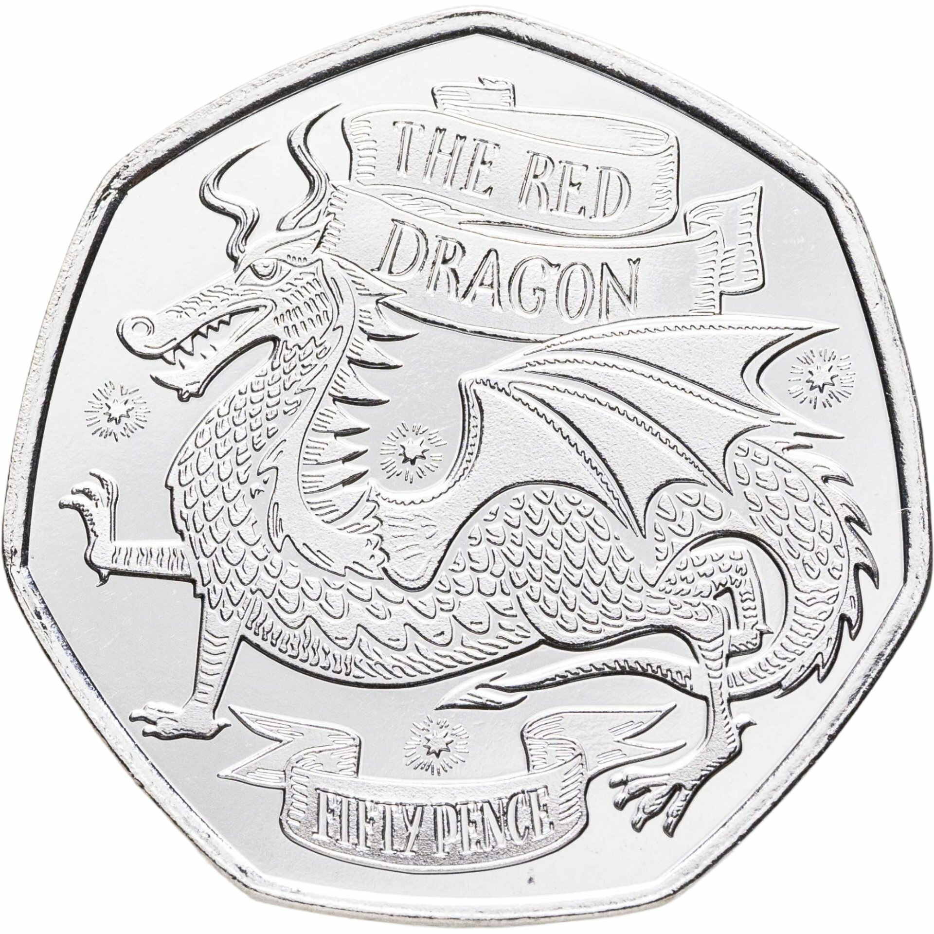 Джерси 50 пенсов pence 2025 "Британский фольклор - Красный дракон", Мельхиор медь-никель, в сохранности BUNC