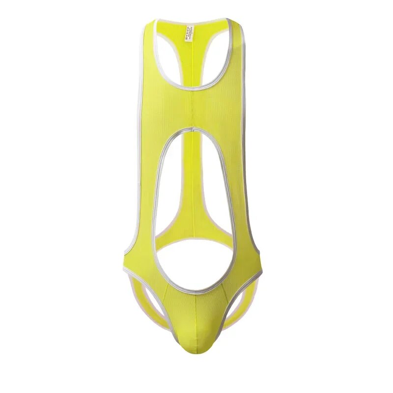 Мужское сексуальное сетчатое боди, боди, чехол для пениса, нижнее белье, мужская борцовская майка, трико, комбинезоны, нижние рубашки с открытой попкой на подтяжках