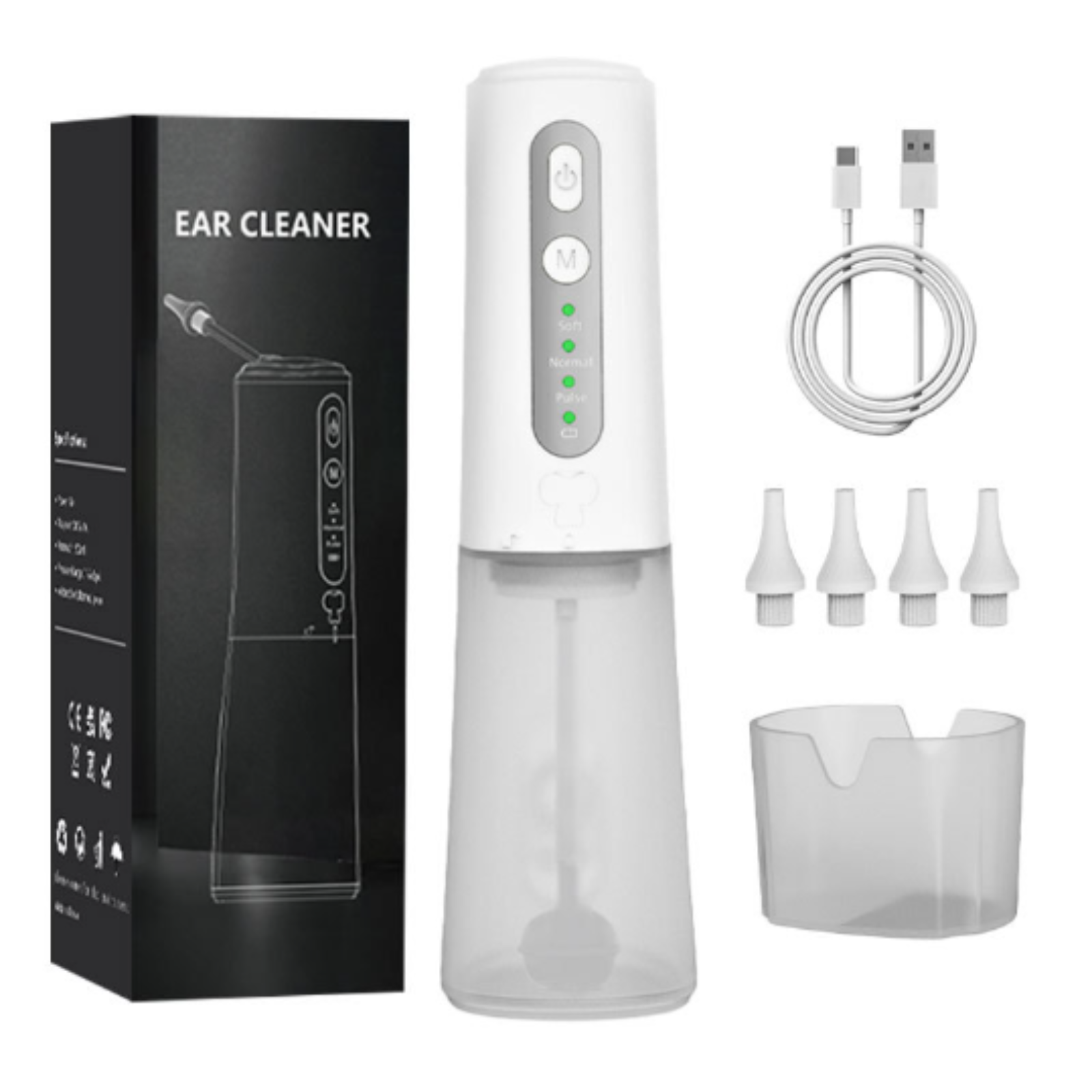 Электрический набор для удаления серы из ушей, набор для ирригации ушей с водяным очистителем, 3 режима очистки, запуск распыления воды одним нажатием, 3 набора для очистки ушей