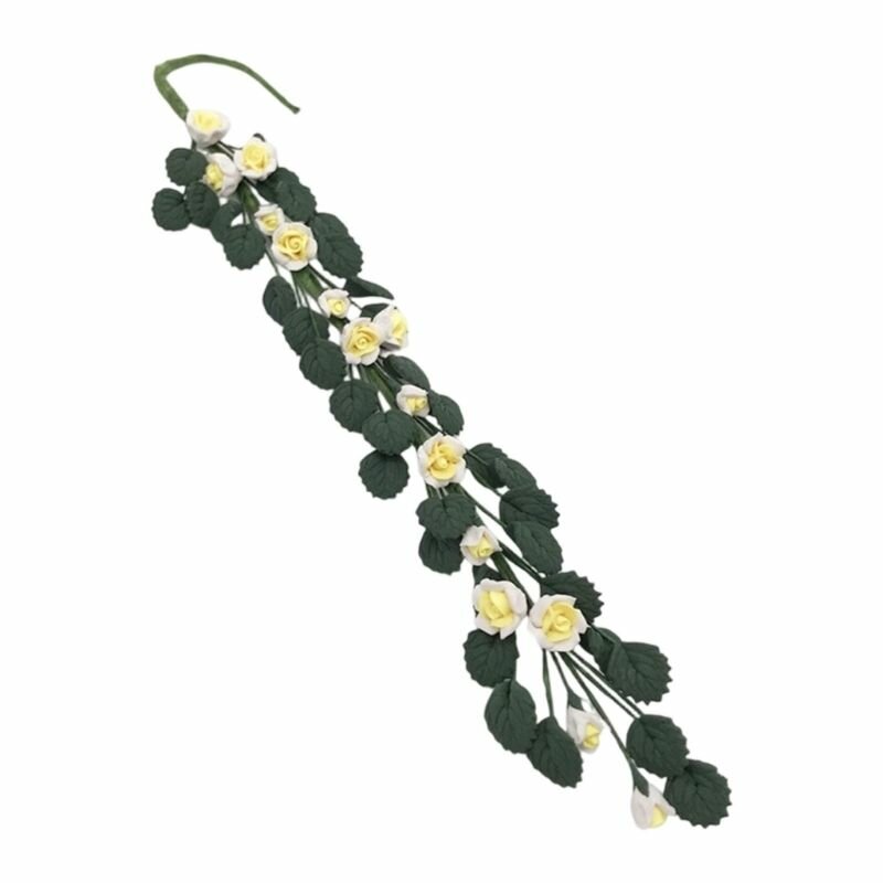 Гибкая искусственная лоза из цветков роз для украшения сцены в саду в миниатюре на 1/12