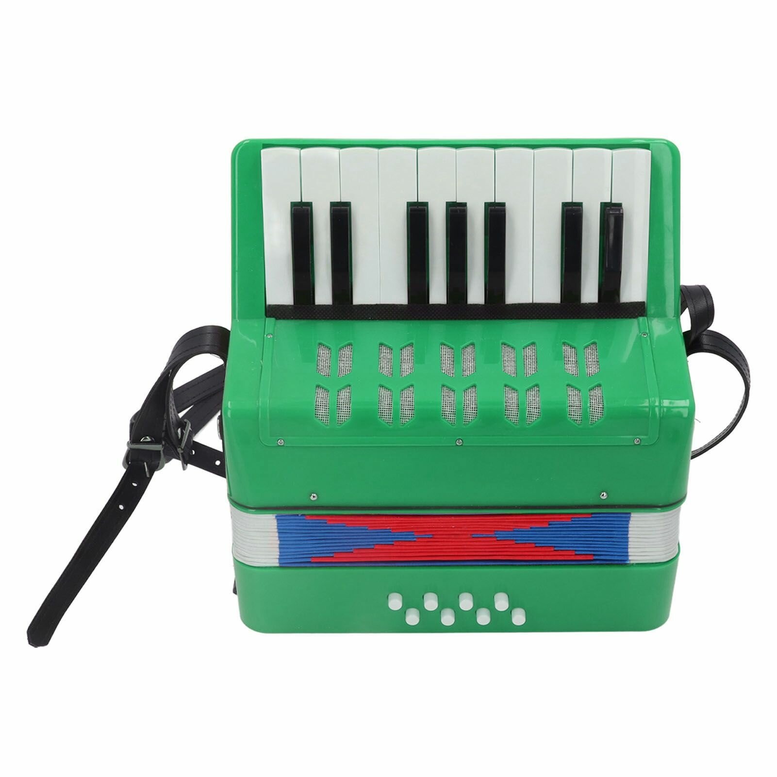 Аккордеон начального уровня, 17 клавиш, 8 басов, ABS, с ремнем, зеленый, подарок