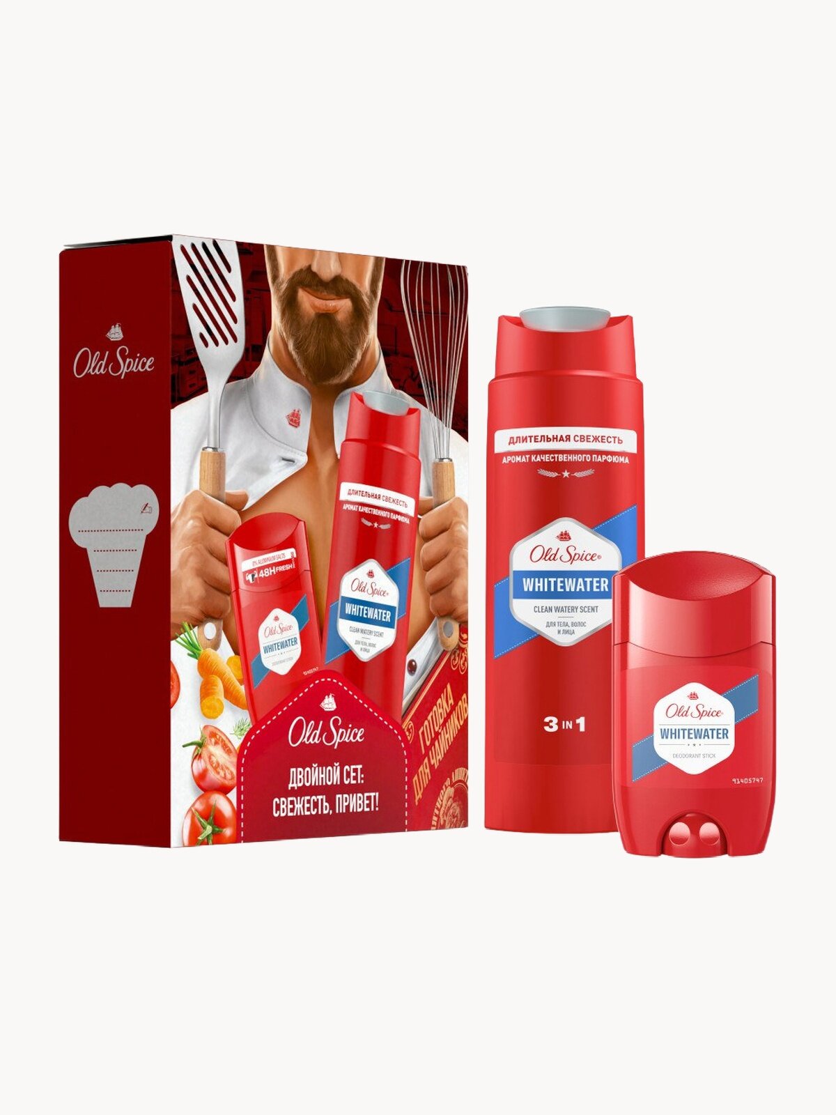 Мужской подарочный набор Old Spice Whitewater дезодорант-стик 50мл и гель для душа 3в1 250мл,