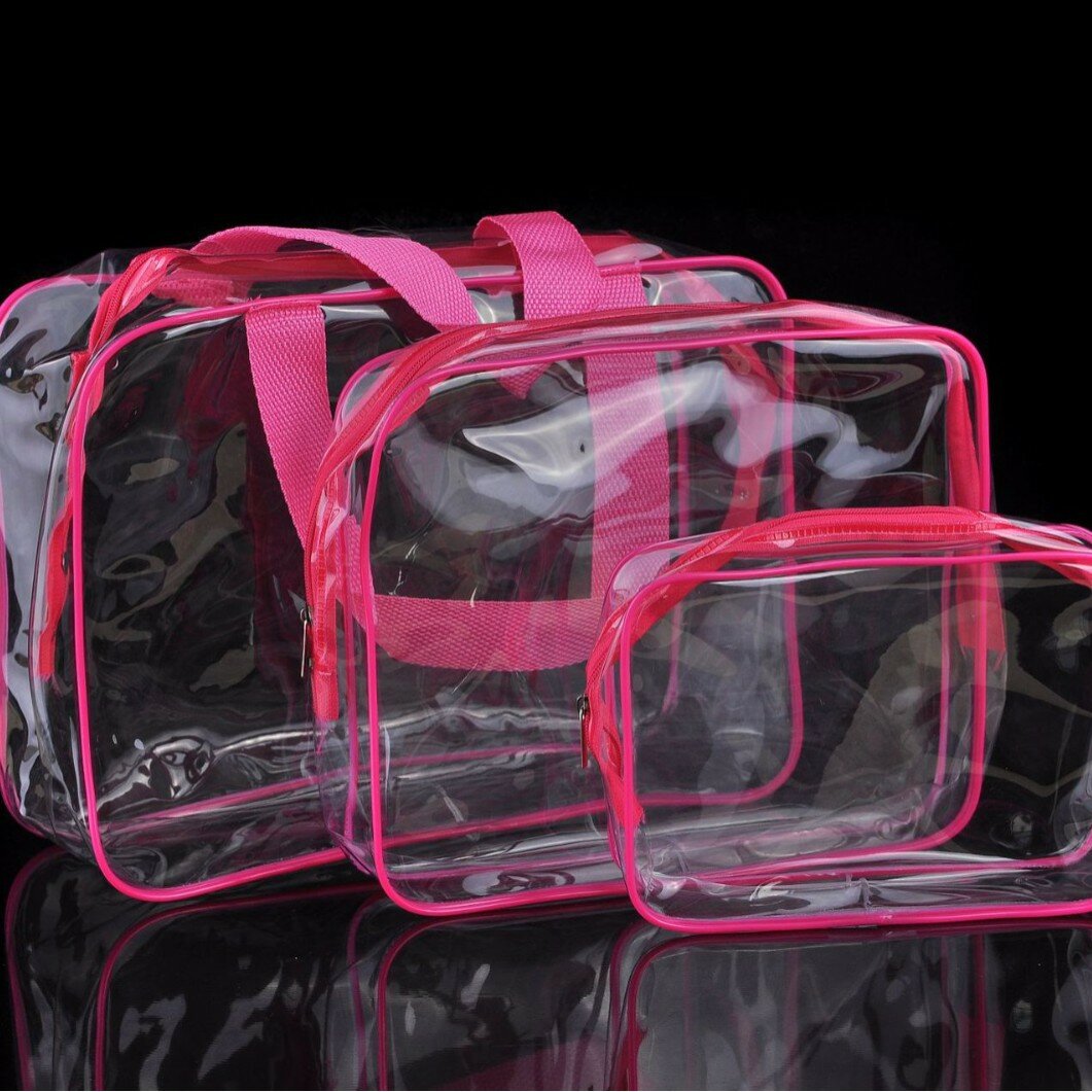 Трансграничная прозрачная сумка для туалетных принадлежностей, набор из трех предметов, косметичка из ПВХ,