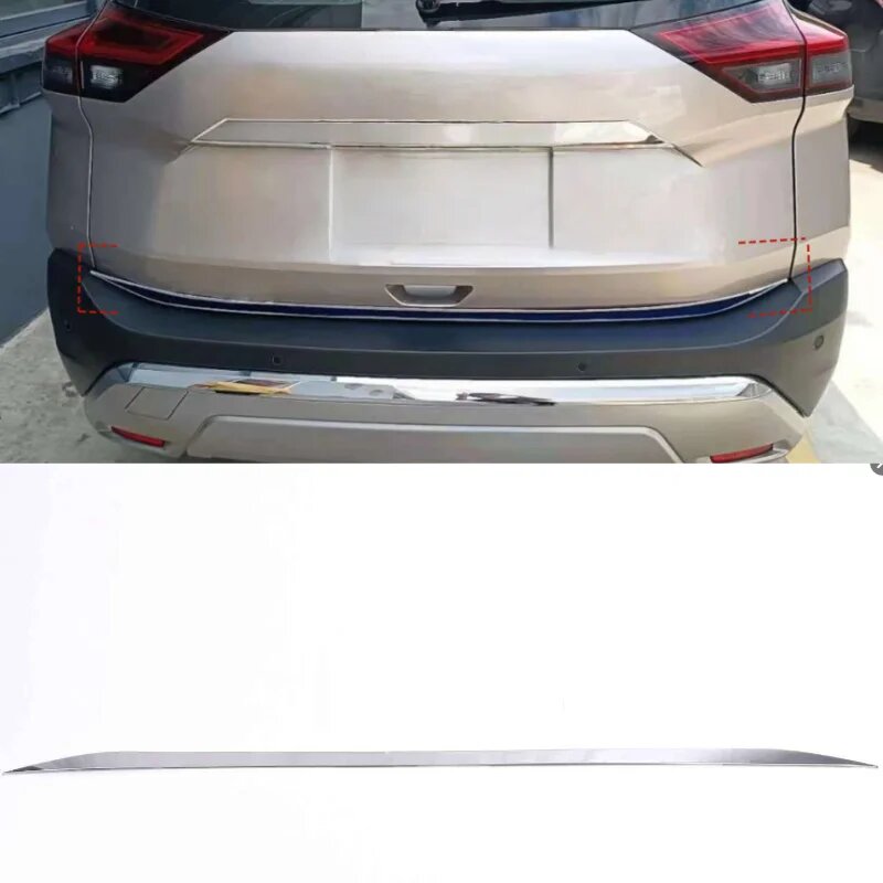 Для Nissan X-Trail Rogue T33 2021 2022 2023, хромированная задняя крышка багажника, накладка на заднюю дверь багажника, наклейка на полоску задней двери багажника