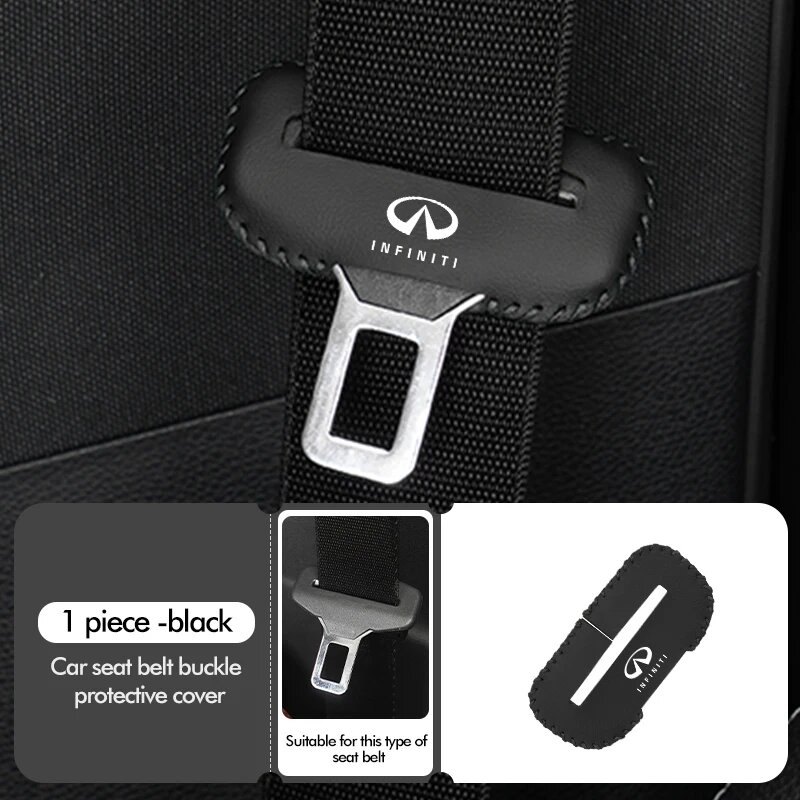 Защитный чехол на пряжку ремня безопасности Infiniti black-black-1PCS