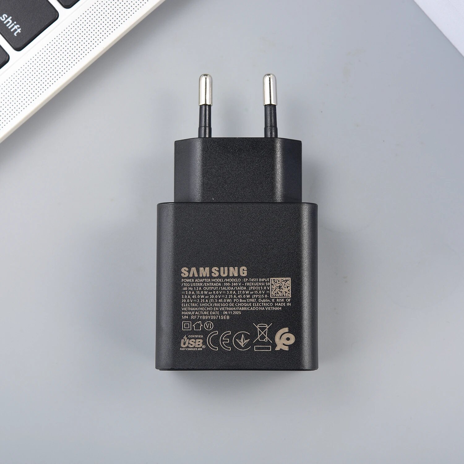 Зарядное устройство Samsung 45 Вт, адаптер для супербыстрой зарядки 1/1,8 M Type C Black EU Plug