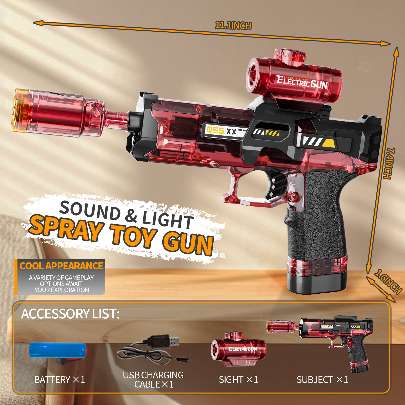 Популярная на TikTok детская игрушка с мигающим светом MP5, электрическая музыкальная пушка для распыления, восьмитональная пушка для мальчиков