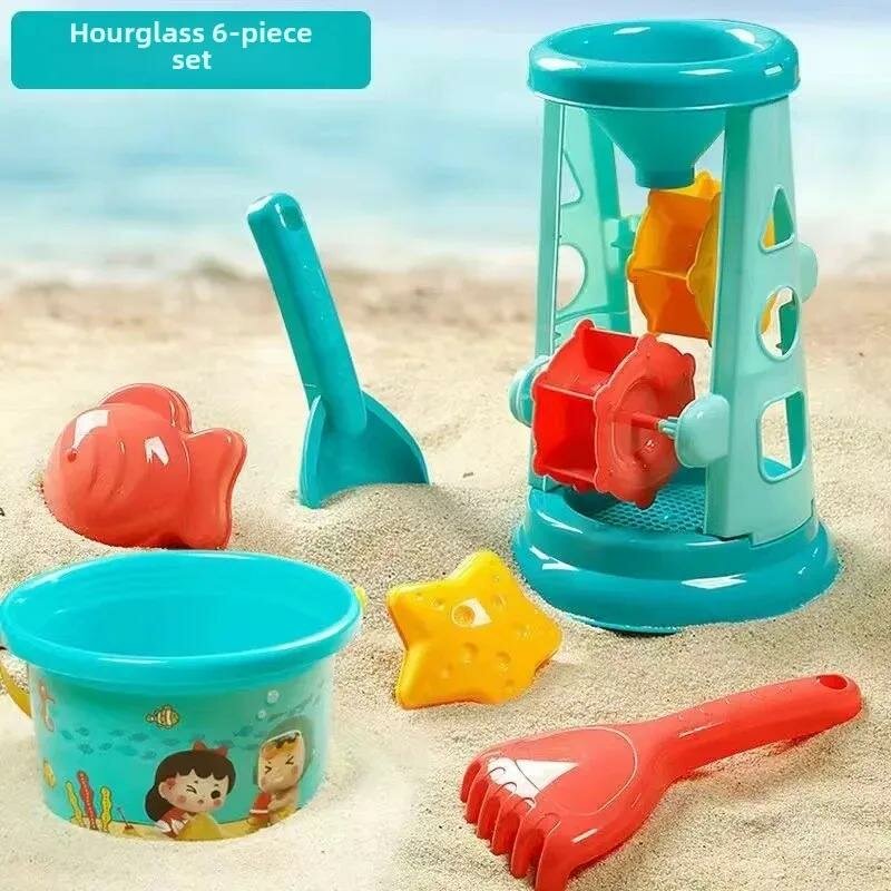 Набор пляжных игрушек для детей Jianxiong Песочница П Ведро Лопата Инструменты для песка Детский Кассия Мальчик Девочка (6-ти детальный набор с песочницей и ведром)