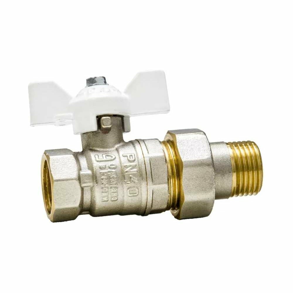 Кран шаровой латунь никель LD Pride Ду 15 Ру40 ВР американка полнопроходной бабочка 107-5094 543474