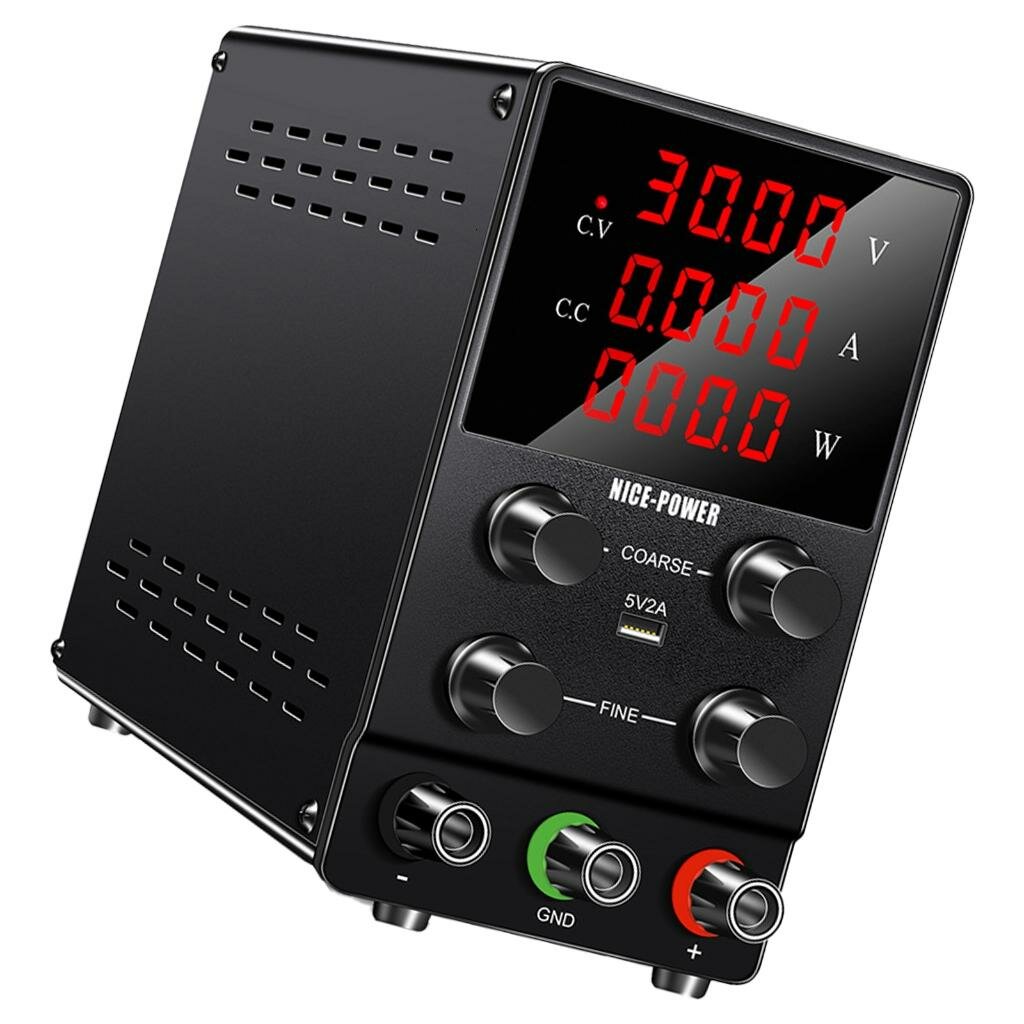 Регулируемый блок питания 30 В 10 А с USB, защитой и цветным дисплеем, Черный