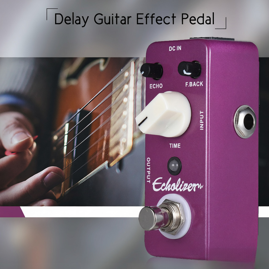 MOOER Echolizer Delay Guitar Effect Pedal True Bypass Full Metal Shell, 25ms-600ms Delay Time, 3 Control Knobs, 1/4" Monaural Input Output Jacks, DC 9V Power Supply, Metal Material, 3.5*9*3cm Size, 150g Weight, 1 Effect Pedal, 1 User Manual