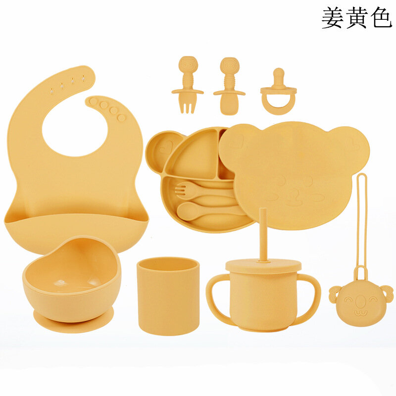 Популярный на Amazon силиконовый набор посуды из 12 предметов с Микки Маусом, тарелки, миски для кормления, товары для мамы и малыша