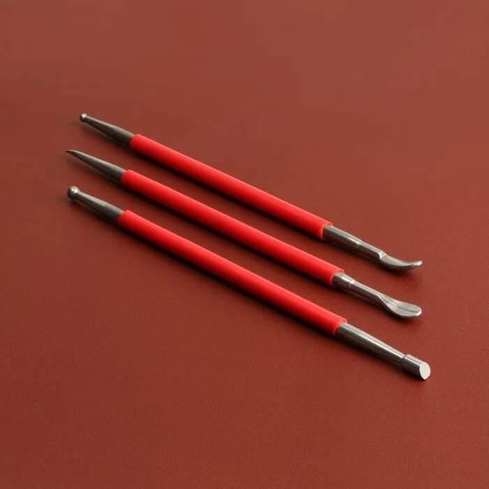 Инструмент для работы с кожей, мехомНабор двусторонних кардин для тиснения по коже, 3 шт, 16 см