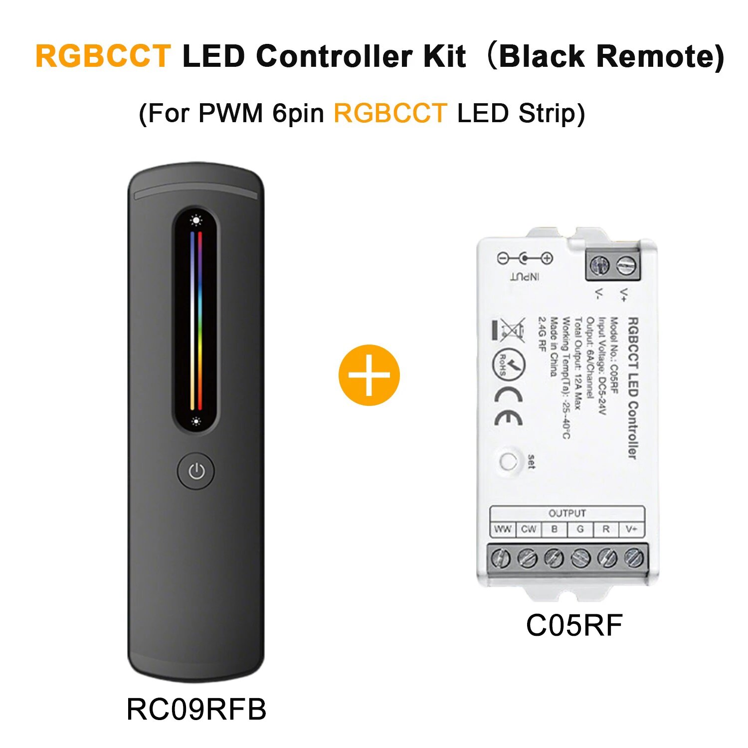RGB CCT контроллер для LED лент, черный, RC09RFB