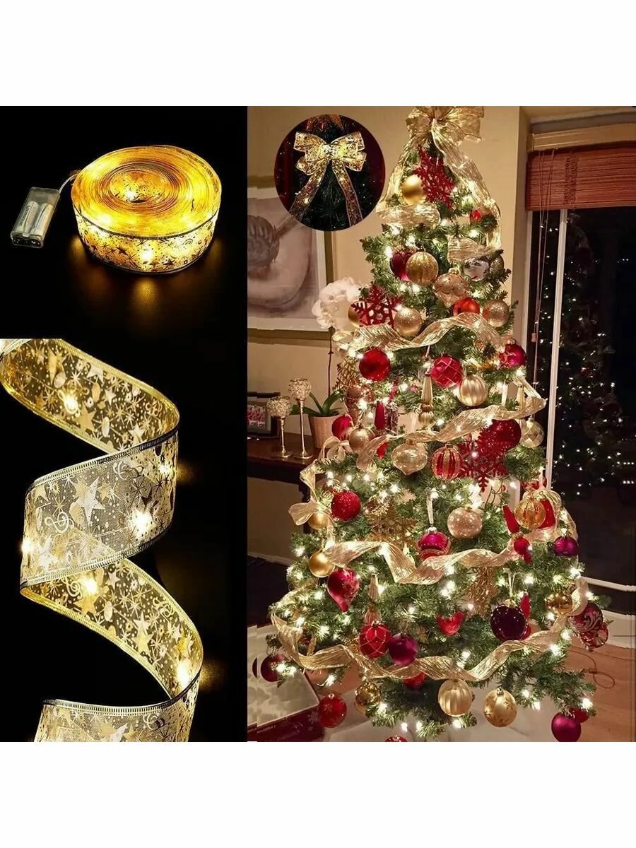Лента с огнями для елки, светодиодные ленты, подходят для украшения елки, праздничного оформления