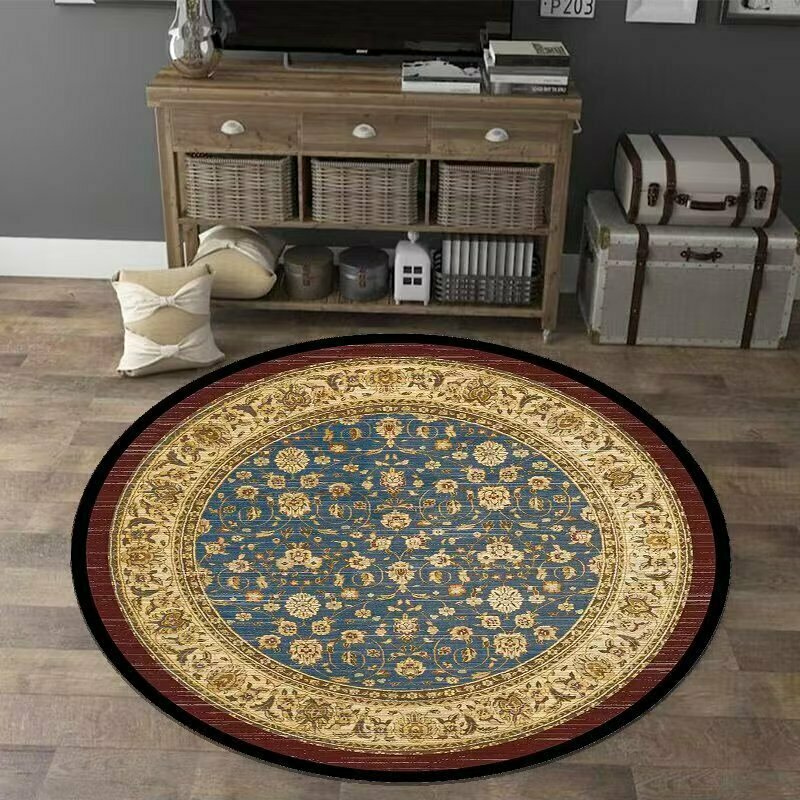 Круглый нескользящий ковер в богемном стиле для гостиной, декоративный коврик из хрустального бархата