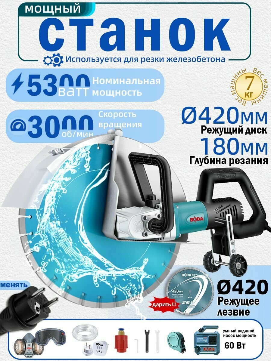 BODA, BLC-420,5300W,1 интеллектуальный водяной насос, С системой водоснабжения(Содержит 1 пильное полотно)