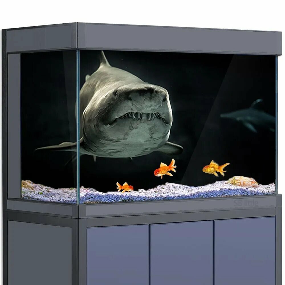 Фон для аквариума Декорации Подводная акула черная 100x50см