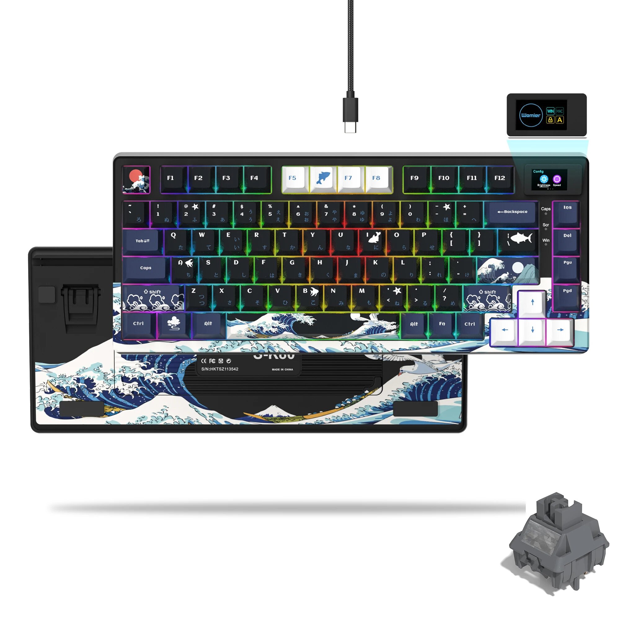 Womier S-K80 75% коралловая механическая игровая клавиатура black coral sea