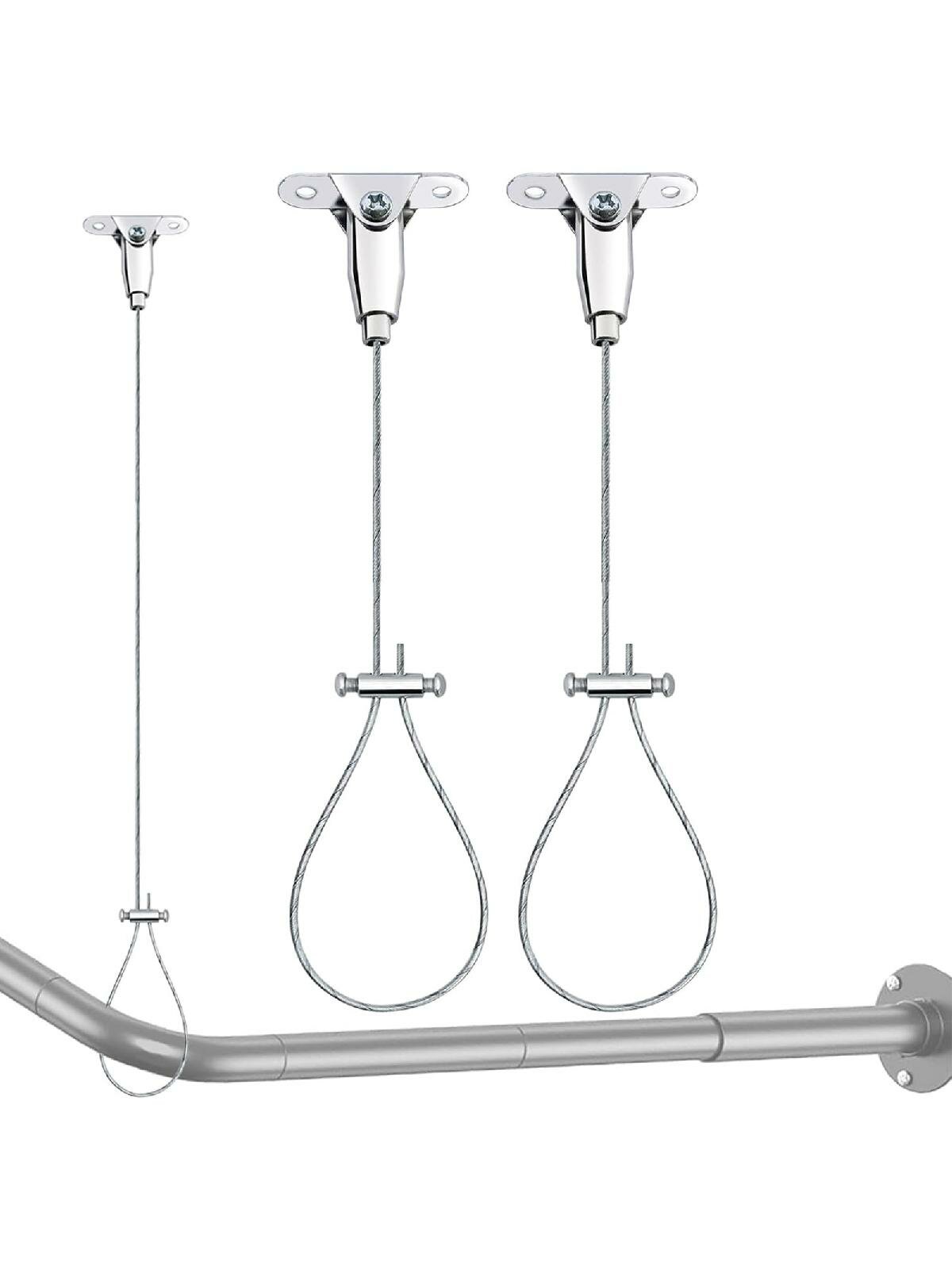 Кронштейны для карнизов для душа из нержавеющей стали Регулируемый трос для крепления к потолку