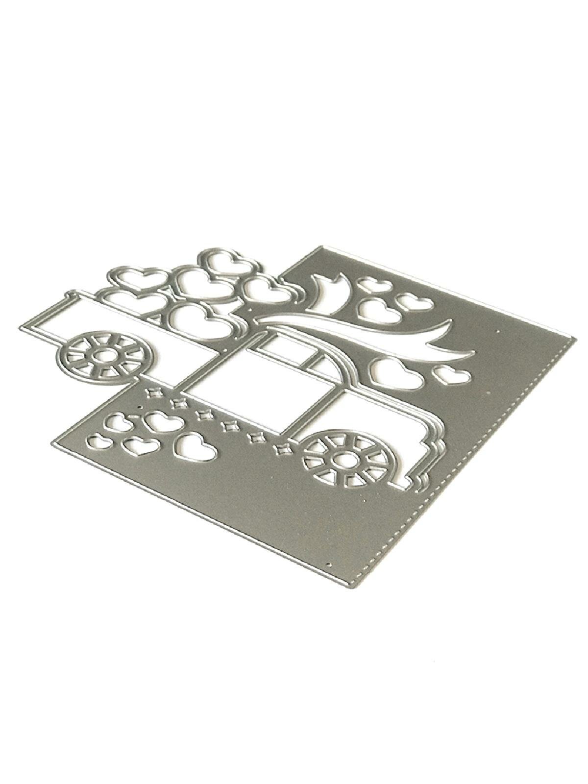 Трафарет для резки металла в форме сердца автомобиля на День Святого Валентина, Трафарет для бумажной открытки для альбома DIY для скрапбукинга, Форма для тиснения