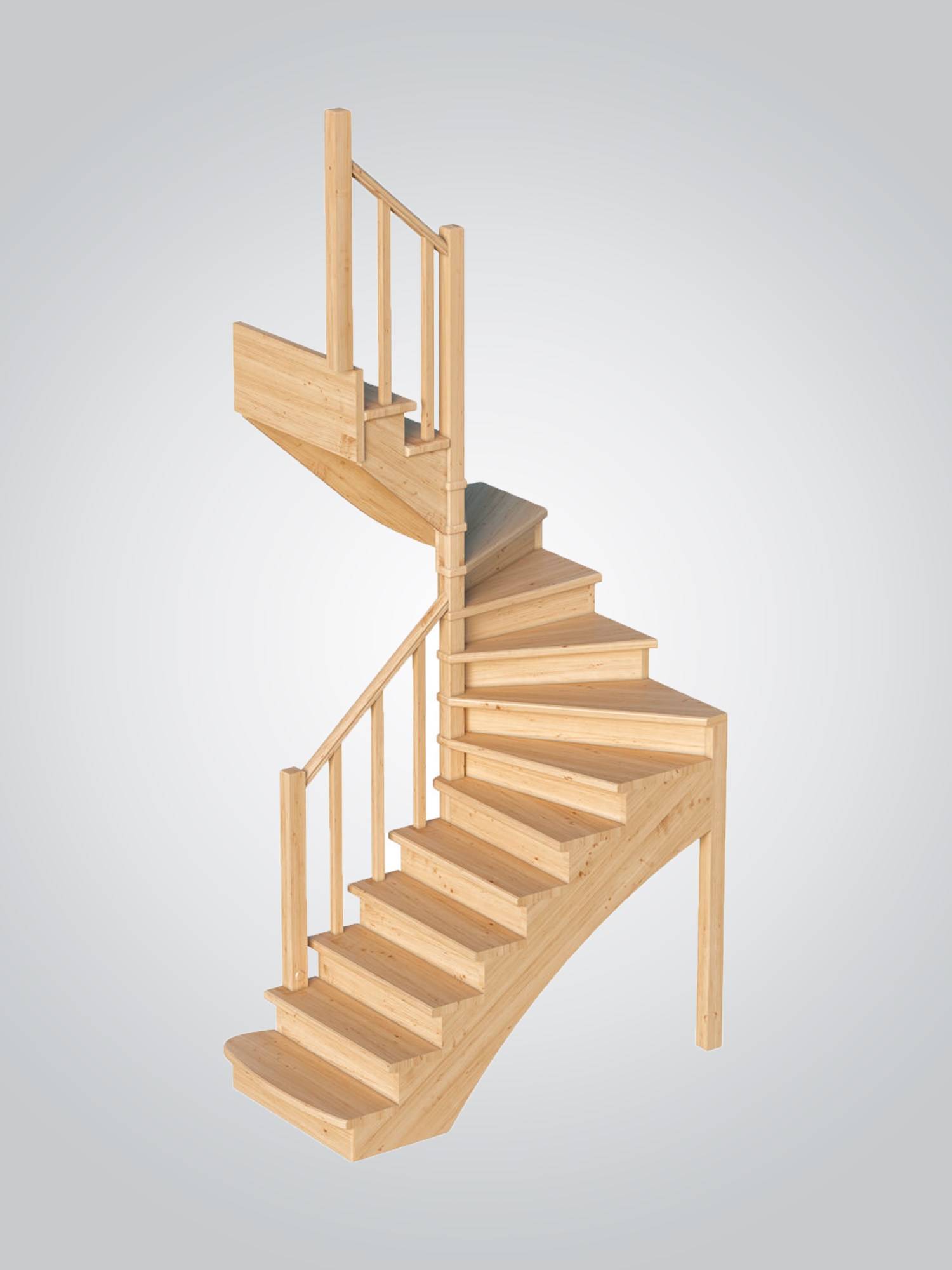 Лестница на второй этаж К-003м/3 Левая с подступенками