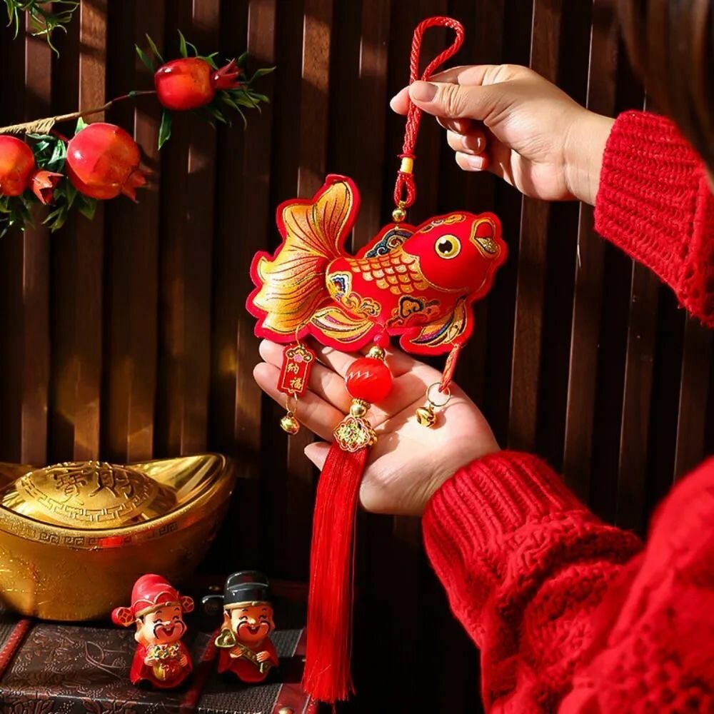 Кулон "Новый год", натуральная кожа, флокированная ткань, 45x15 см