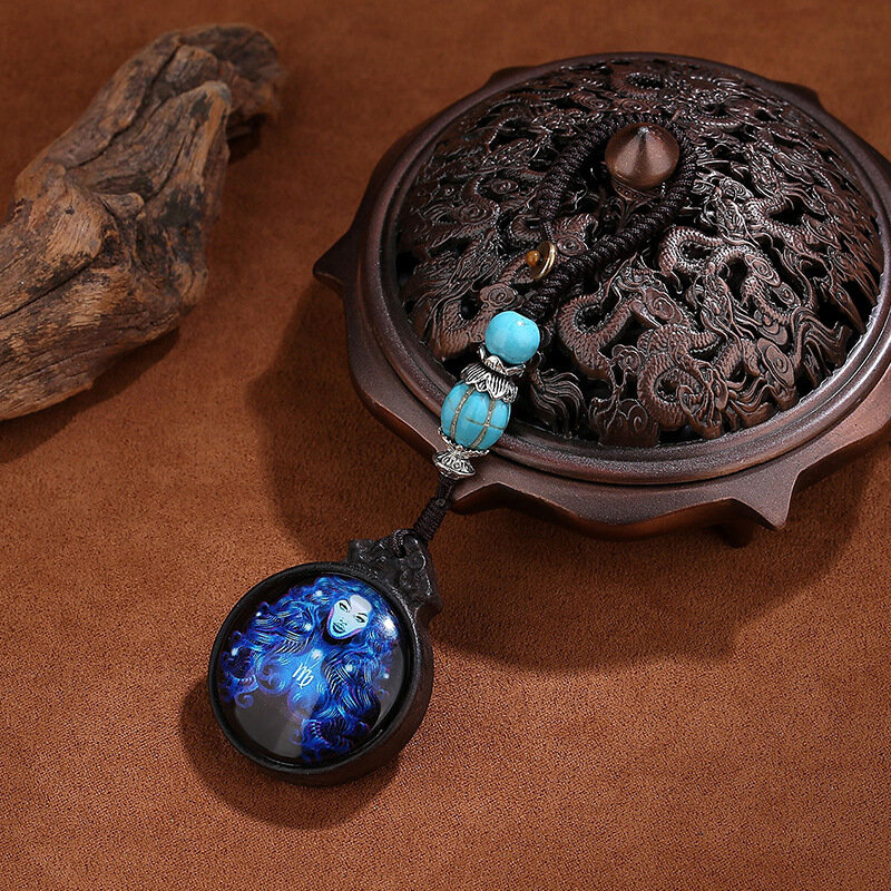 Двенадцать созвездий, карта для автобуса из эбенового дерева, NFC, брелок для ключей, подвеска для телефона, контроль доступа CUID, креативный орнамент в китайском стиле